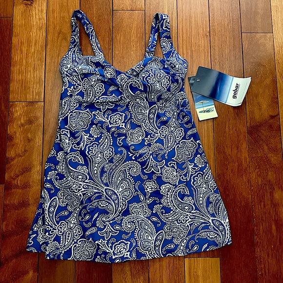 Gabar | Swim | Gabar Twist Bra Swimdress One Piece Size Blue And White ...
